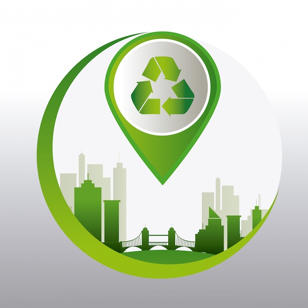 Sustainable Urban Landscape with Recycling Symbol | Jiffy Designs