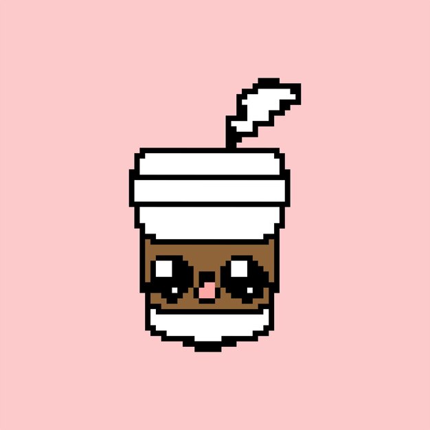 Adorable Pixel Art Drink Cup with Cute Expression | Jiffy Designs