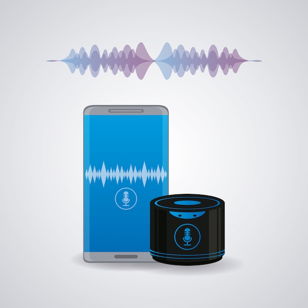 Audio Waveform Illustration with Smart Device and Speaker Icon | Jiffy ...