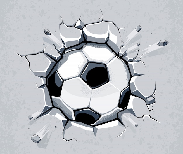 Shattered Soccer Ball Bursting Through Wall | Jiffy Designs