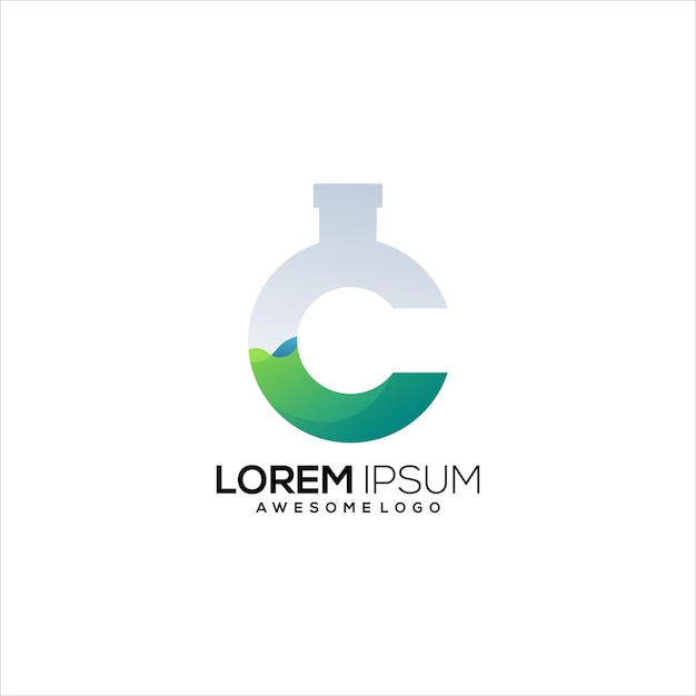 Vibrant Chemical Beaker Logo with Leaf Emblem | Jiffy Designs