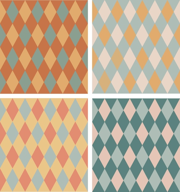 Vibrant Harlequin Patterns in Retro Color Palettes | Jiffy Designs
