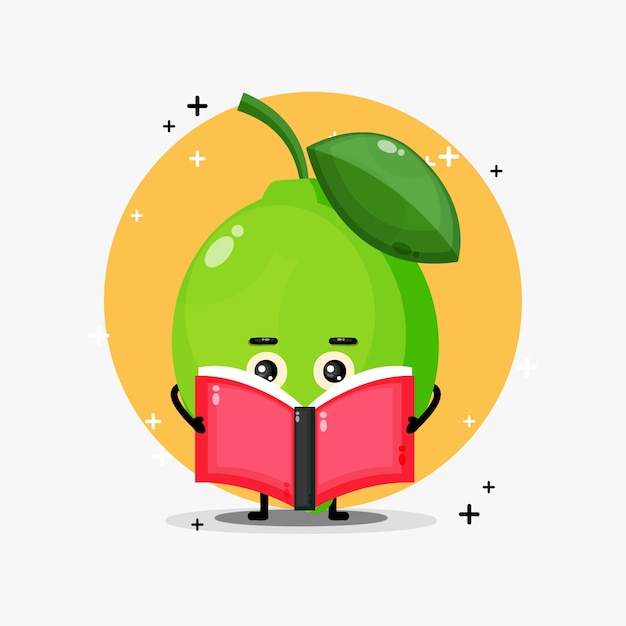 Adorable Pear Reading a Book with Delight | Jiffy Designs