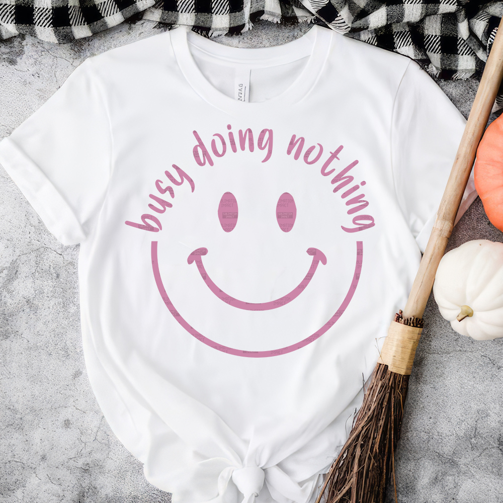 'Busy Doing Nothing' Playful Smiley Face in Soft Pink Hues | Jiffy Designs