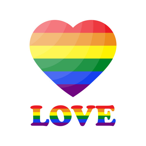 Gay Heart Vector Or Lgbt Logo. Rainbow Flag. Pride Symbol Love Text ...