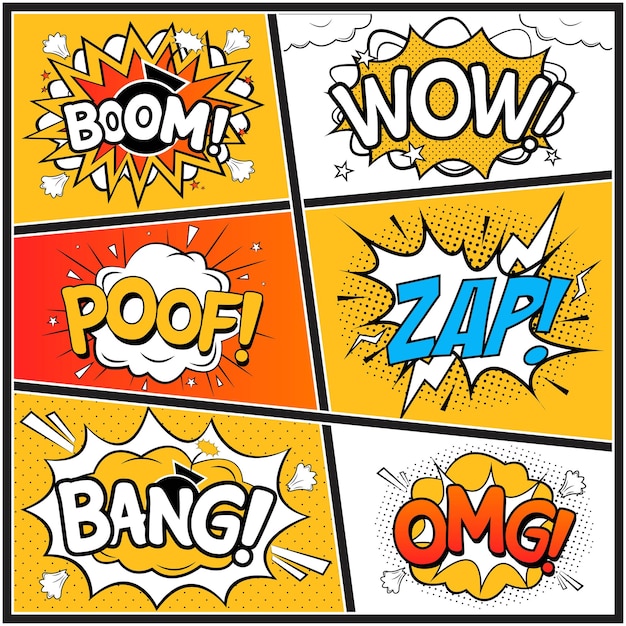 Vibrant Comic Book Exclamations in Retro Pop Art Style | Jiffy Designs