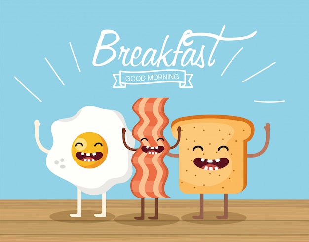 Cheerful Breakfast Characters: Egg, Bacon, and Toast Illustration ...