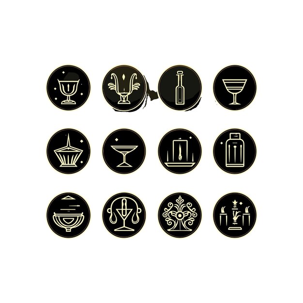 Versatile Collection of Stylized Beverage and Cocktail Icons | Jiffy ...