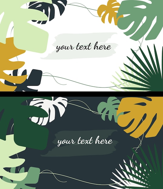 Tropical Leaf Banners with Customizable Text Spaces | Jiffy Designs