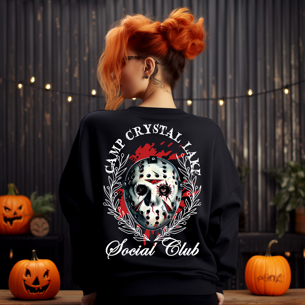 Iconic Horror Mask Encircled by Laurel Wreath and Blood Splatter ...