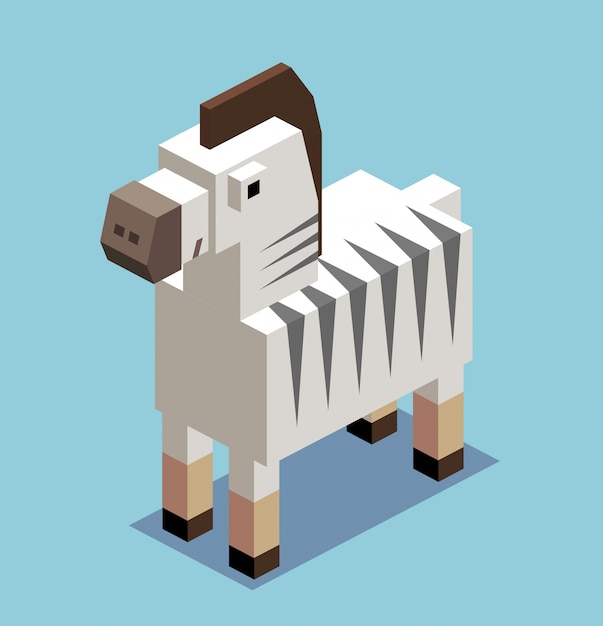 Charming Isometric Donkey with Geometric Shapes and Textures | Jiffy ...
