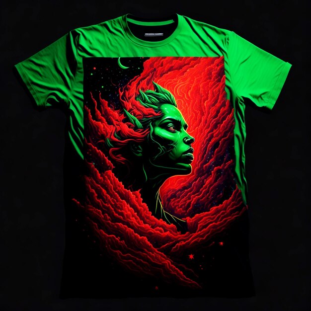 Captivating Green Goddess Emerges from Crimson Depths | Jiffy Designs