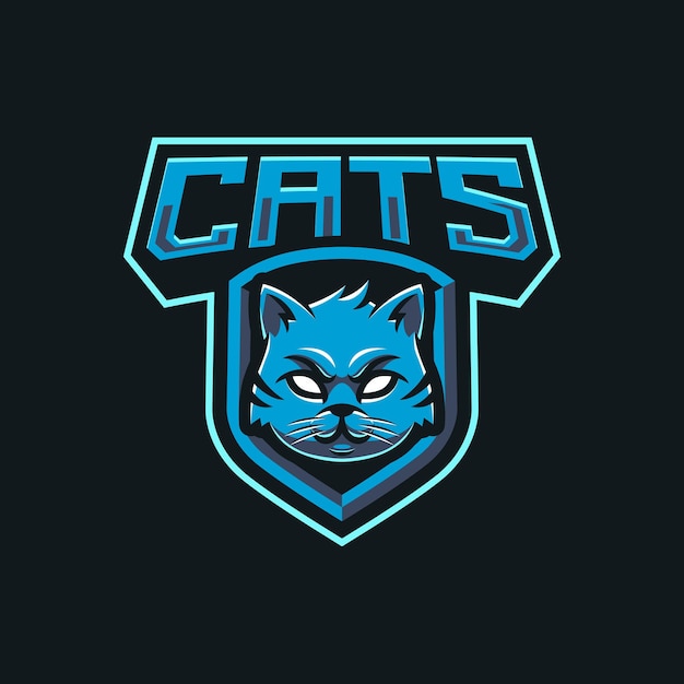Fierce Blue Cat Mascot Logo with Glowing Neon Outline | Jiffy Designs