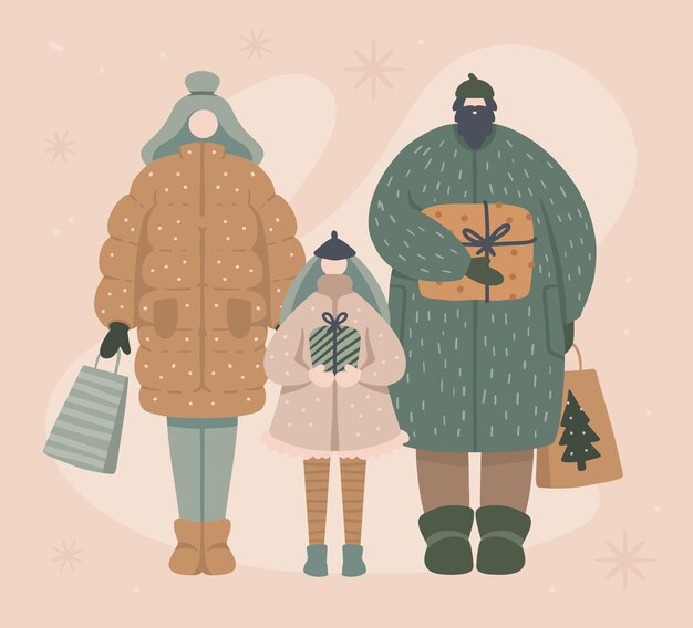 Festive Family Stroll: Cozy Winter Wonderland Scene | Jiffy Designs