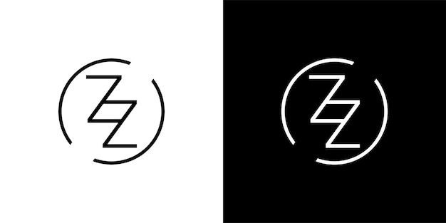 Stylized Monogram with Overlapping Letter Z in Black and White | Jiffy ...