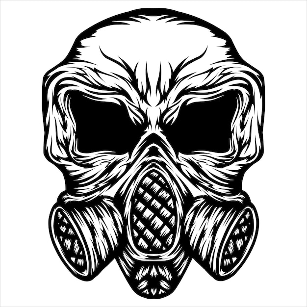 Menacing Skull with Intricate Gas Mask Design | Jiffy Designs