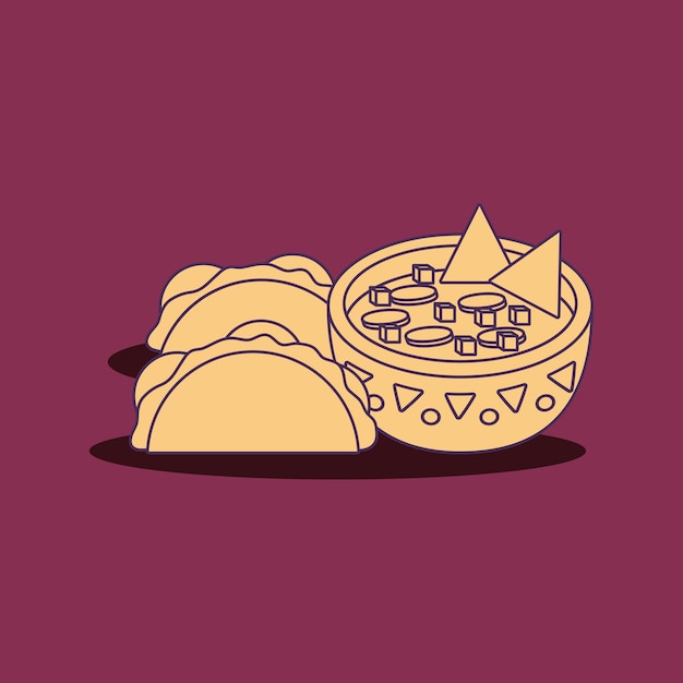 Taco and Salsa Bowl Illustration with Playful Design Elements | Jiffy ...