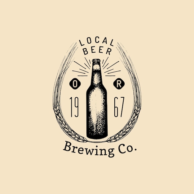 Vintage Emblem for Local Brewing Company with Beer Bottle | Jiffy Designs