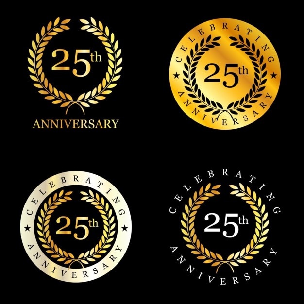 25th Anniversary Laurel Wreath Emblems Collection for Branding and ...