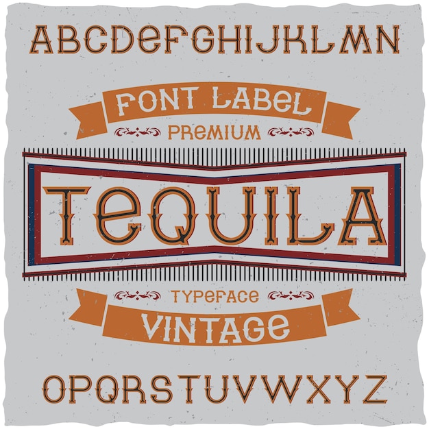 Vintage Tequila Font Label with Retro Typeface | Jiffy Designs
