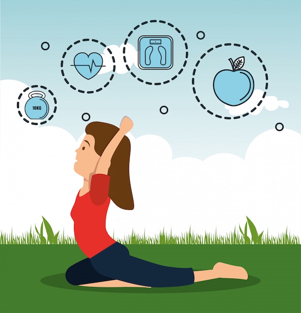 Healthy Lifestyle Symbols Surround Thoughtful Woman | Jiffy Designs