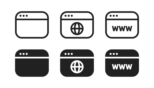 Minimalist Web Browser Interface Icons in Black and White | Jiffy Designs