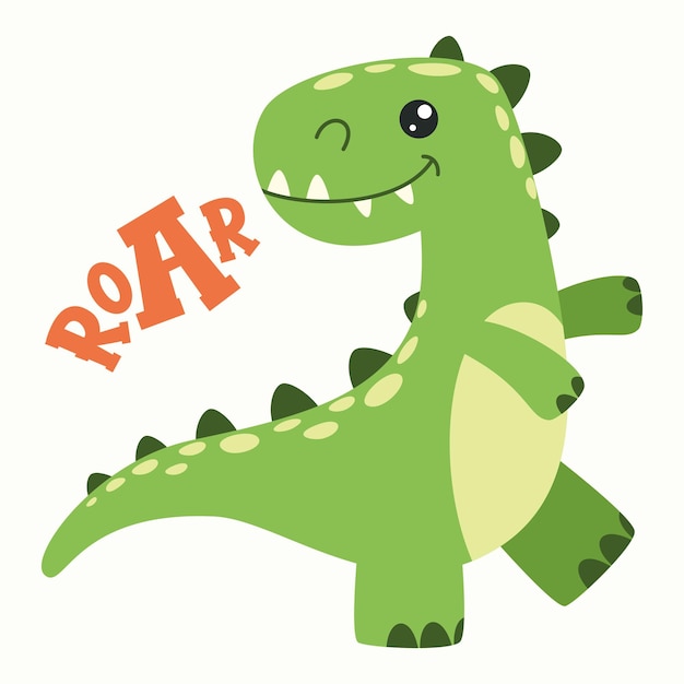 Cheerful Green Dinosaur Roaring with Excitement | Jiffy Designs
