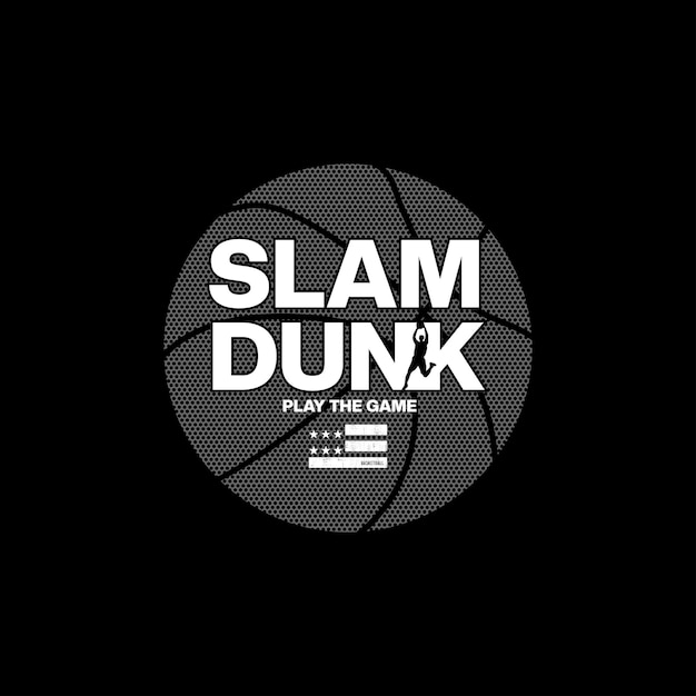 Iconic Basketball Emblem with Bold 'Slam Dunk' Text | Jiffy Designs