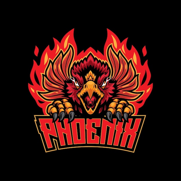 Majestic Fiery Phoenix Emblem on Dark Background | Jiffy Designs