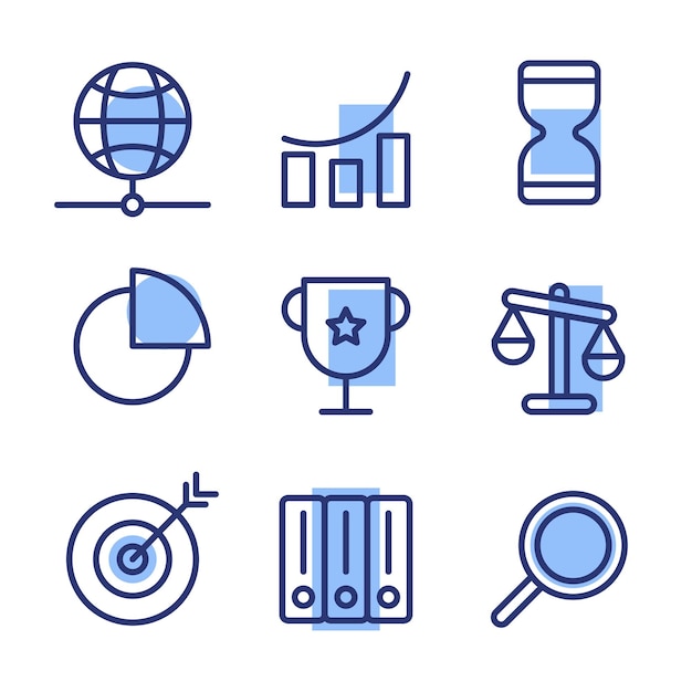 Diverse Business Analytics Icons in Simple Minimalist Style | Jiffy Designs