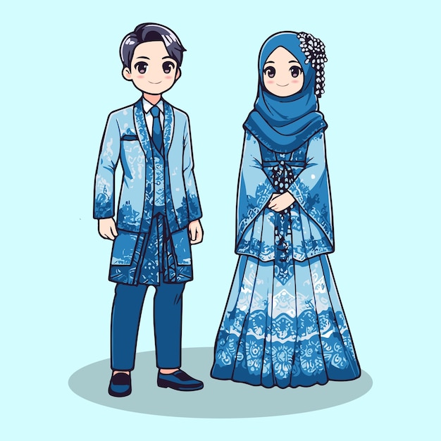 Elegant Muslim Couple in Traditional Attire and Vibrant Patterns ...