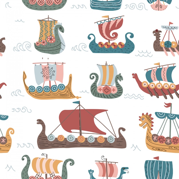 Vibrant Collection of Whimsical Viking-Inspired Vessels and Crafts ...