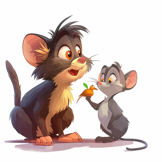 Mischievous Duo: Cartoon Mice Sharing a Carrot | Jiffy Designs