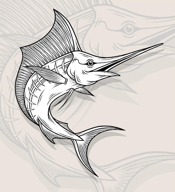 Majestic Marlin Illustration with Flowing Fins | Jiffy Designs