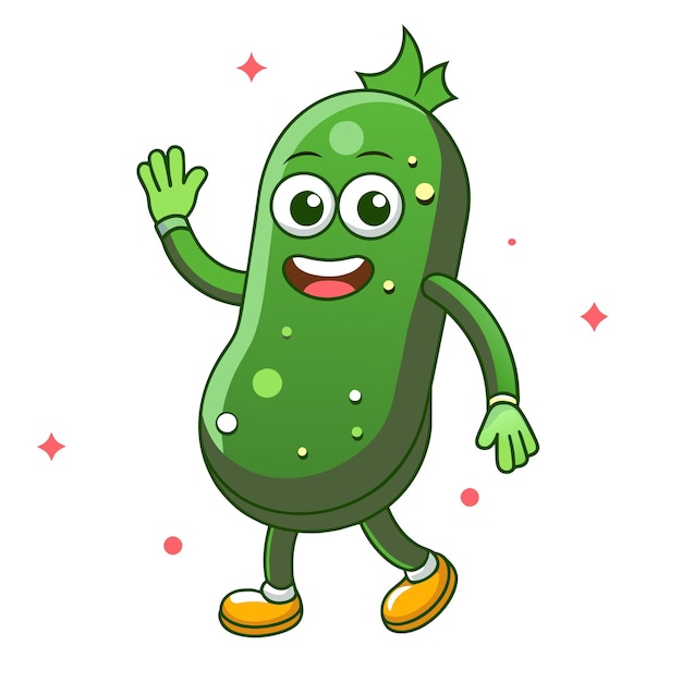 Cheerful Pickle Waving Happily with Sparkling Accents | Jiffy Designs