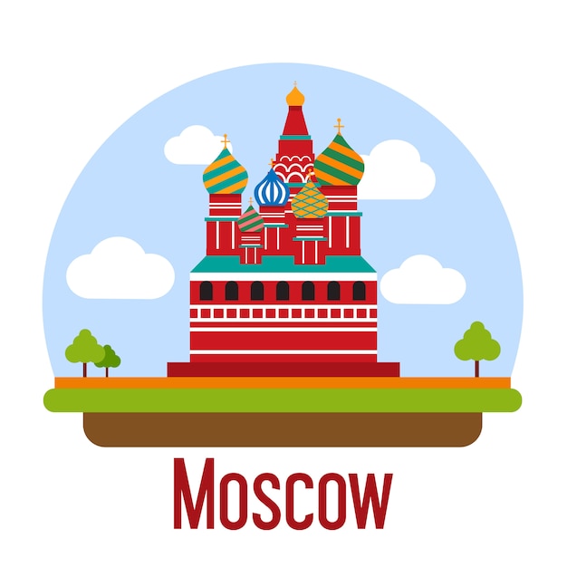 Colorful Moscow Kremlin Landmark with Iconic Domed Towers Illustration ...