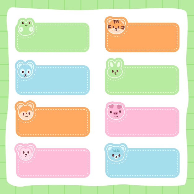 Adorable Animal Name Tags with Colorful Frames and Expressions | Jiffy ...