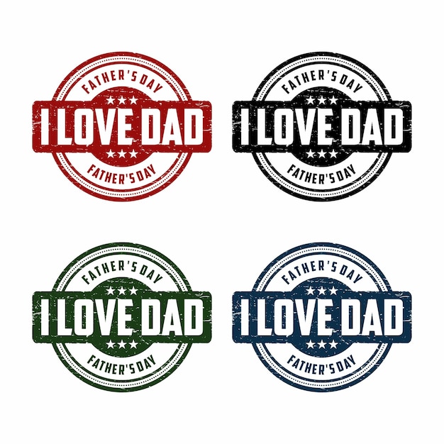 Vintage Father's Day Emblem Collection with 'I Love Dad' Stamp Designs ...