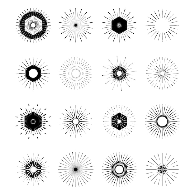 Vibrant Monochrome Sunburst Patterns - Versatile Design Elements ...