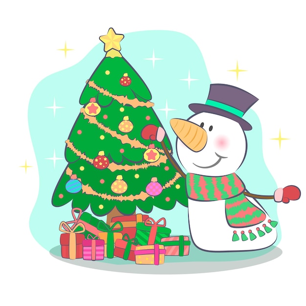 Jolly Snowman and Festive Christmas Tree with Presents | Jiffy Designs