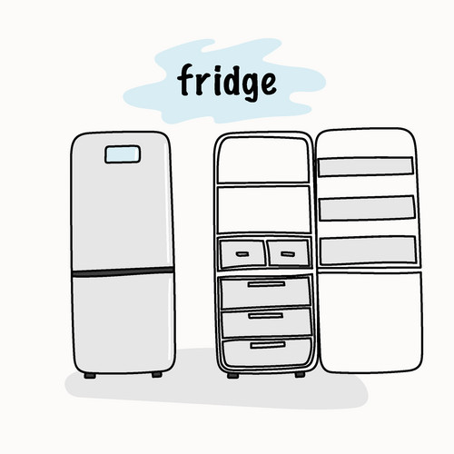 Cute Picture Of Fridge Freezer Open And Closed. Vector Illustration ...