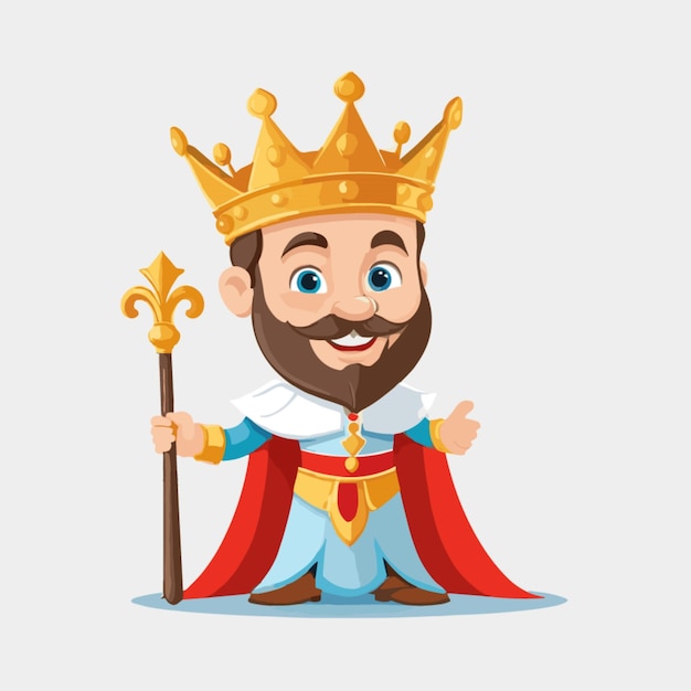 Regal Ruler: A Whimsical Cartoon King in Vibrant Attire | Jiffy Designs