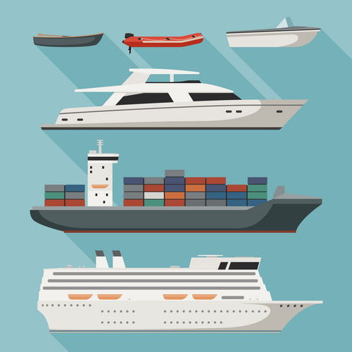 Ships And Boats Set. Vector Flat Simple Illustration Of Boats, Cruise ...