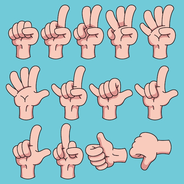 Vibrant Hand Gestures: A Playful Sign Language Illustration | Jiffy Designs