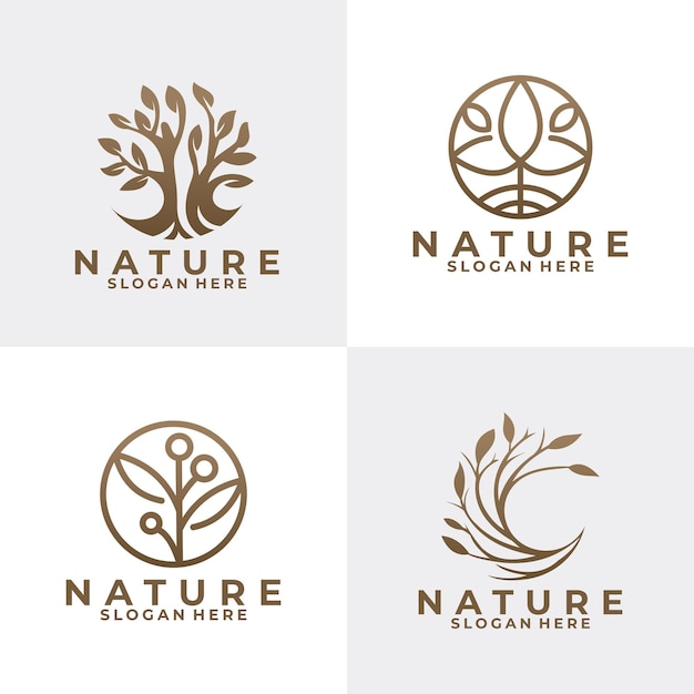 Nature-Inspired Logo Collection with Tree and Leaf Motifs | Jiffy Designs