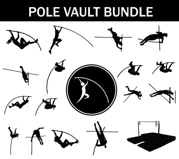 Captivating Pole Vault Silhouette Collection: Diverse Poses and ...