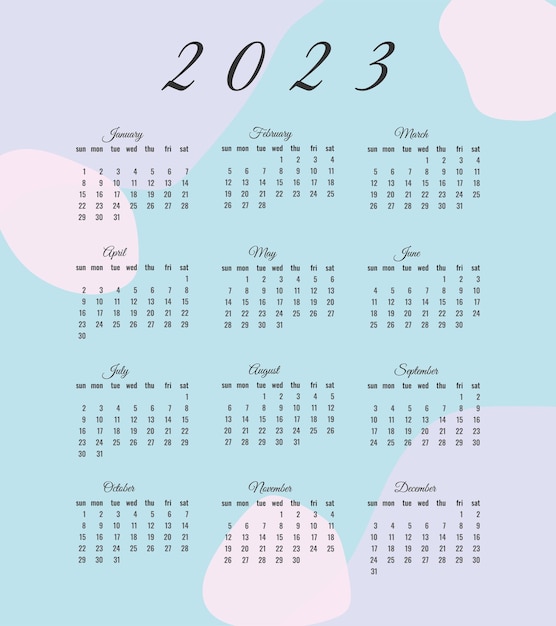 Minimalist Pastel Tones 2023 Calendar with Fluid Shapes | Jiffy Designs