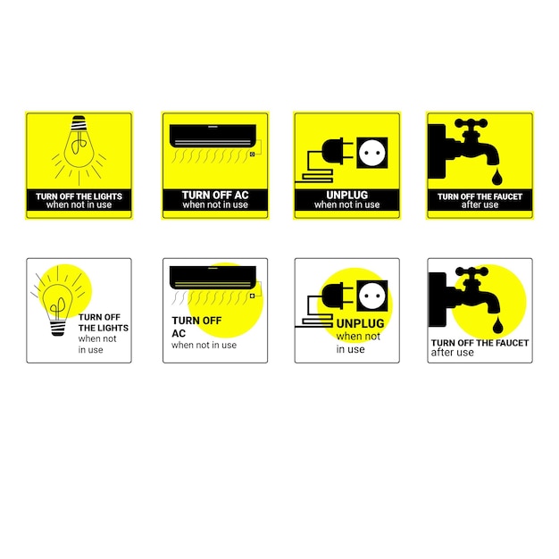 Playful Pictogram Symbols: Bright Yellow Utility Warnings | Jiffy Designs