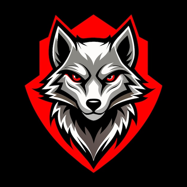 Fierce Crimson Wolf Emblem with Piercing Gaze | Jiffy Designs