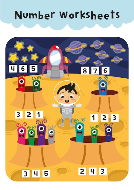Vibrant Cosmic Counting Adventure: Rocket, Planets, and Playful ...